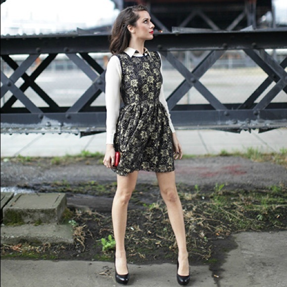 Sam & Lavi | Dresses | Sam Lavi Metallic Lace Dress | Poshmark